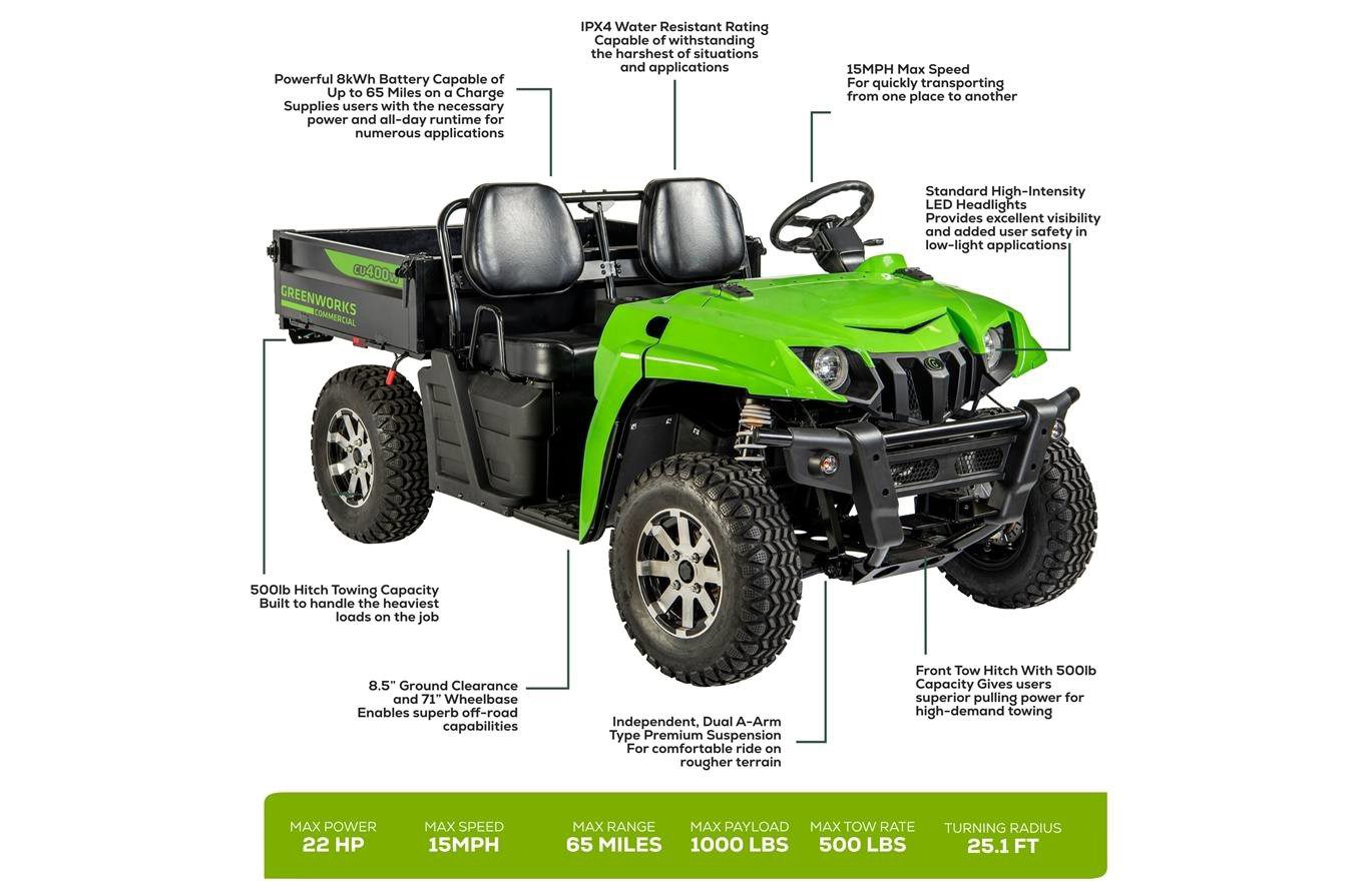 GreenWorks 82V Commercial Work Utility Vehicle (CU400W) – Weirsdale Mower
